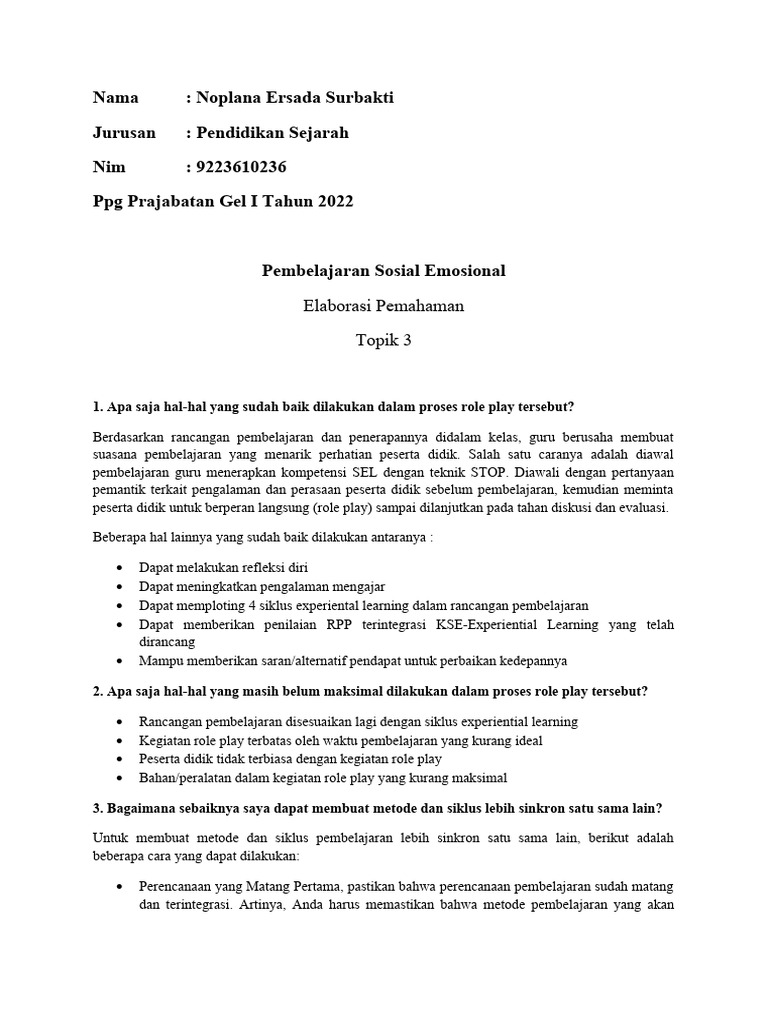 Elaborasi Pemahaman Pse Topik 3 | PDF | Karier & Perkembangan | Pengembangan Diri