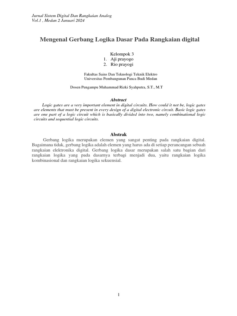 Mengenal Gerbang Logika Dasar Pada Rangkaian Digital. 5 Bener | PDF