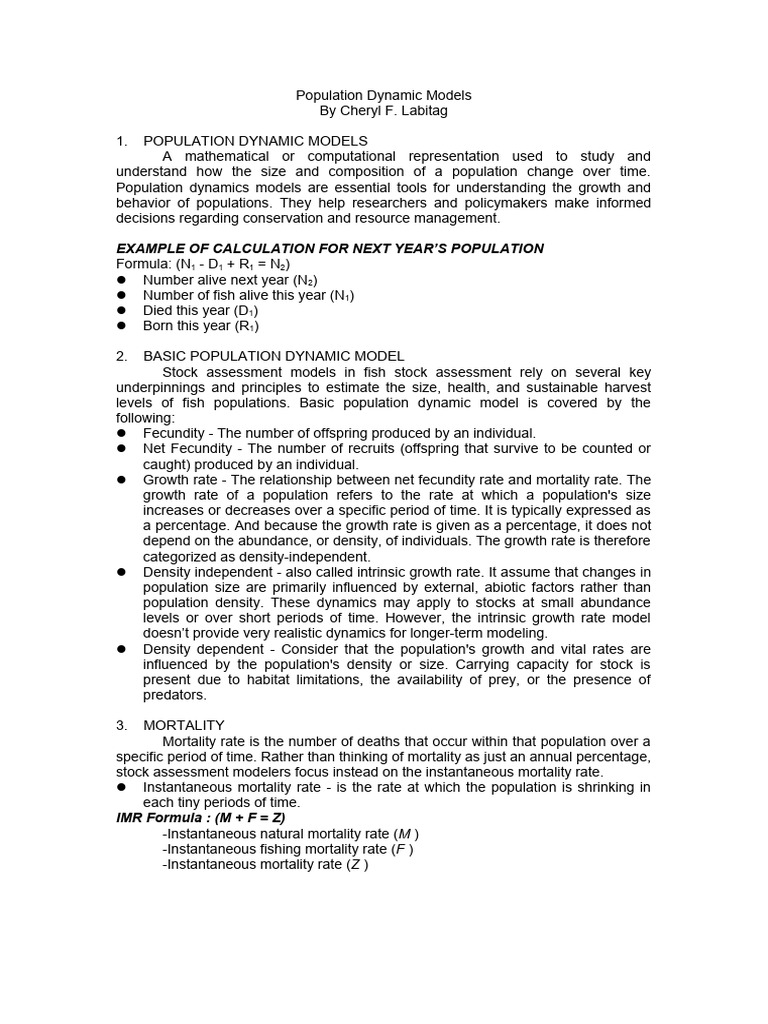 Population Dynamic Models | PDF