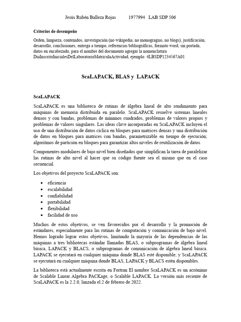 ScaLAPACK y álgebra lineal eficiente | PDF | Ciencia computacional ...