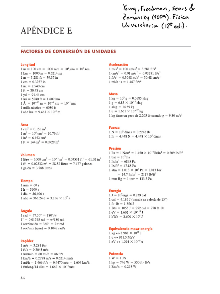 01 - Factores de Conversión - Física Universitaria | PDF