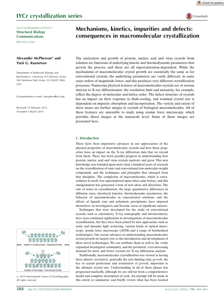 Acta Crystallographica F - 2014 - McPherson - Mechanisms Kinetics ...