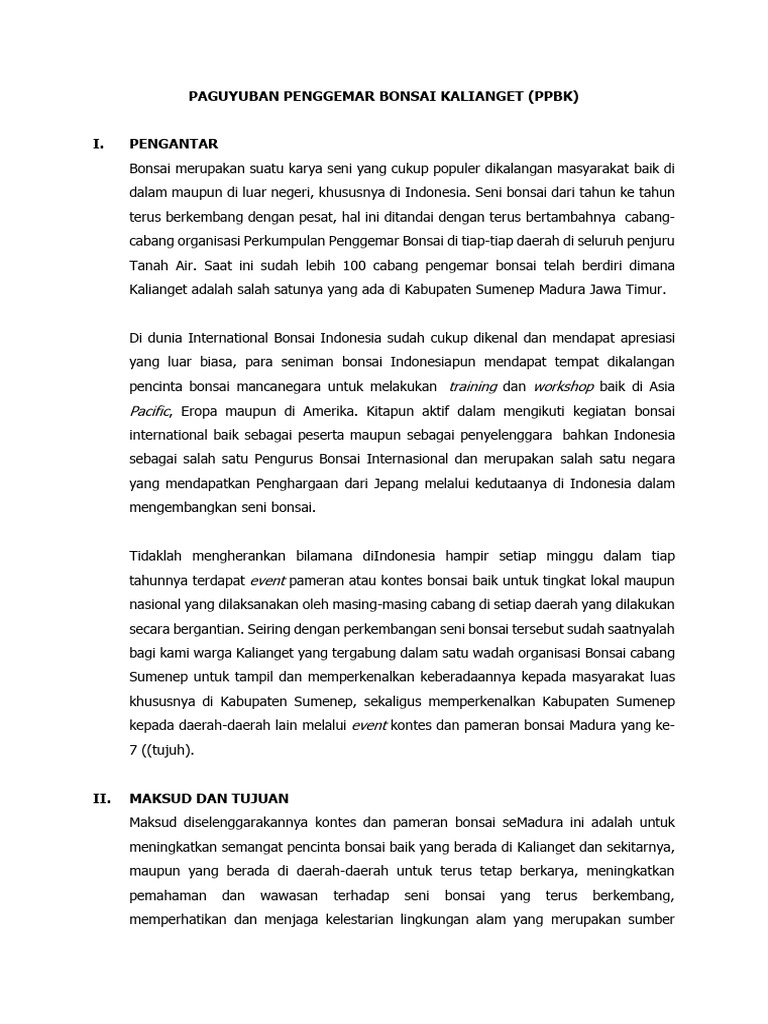 Proposal Bonsai - 1 | PDF | Perjalanan