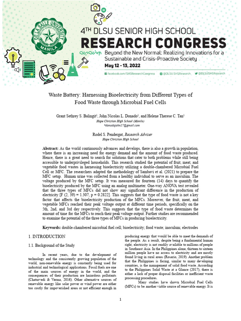 Waste Battery - Harnessing Bioelectricity From Different Types of | PDF ...