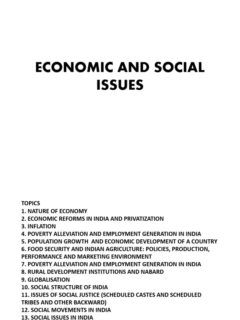 Economic and Social Issues in India | PDF | Economy Of India | Economies