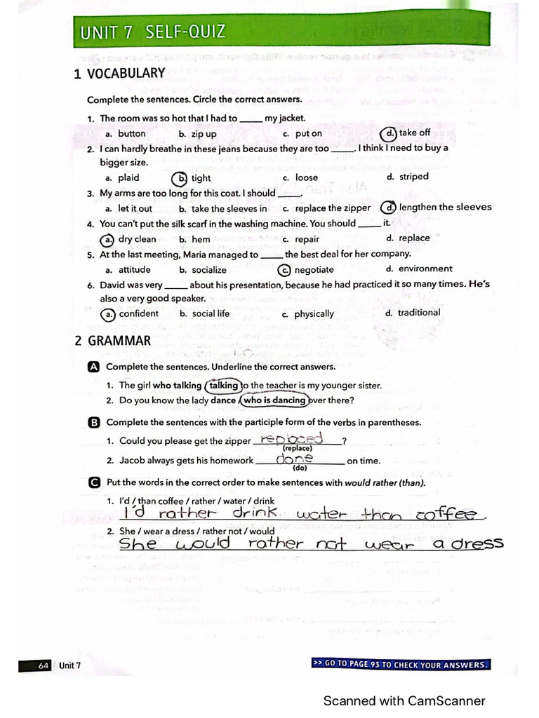 Work Book UNIT 7 and 8 | PDF