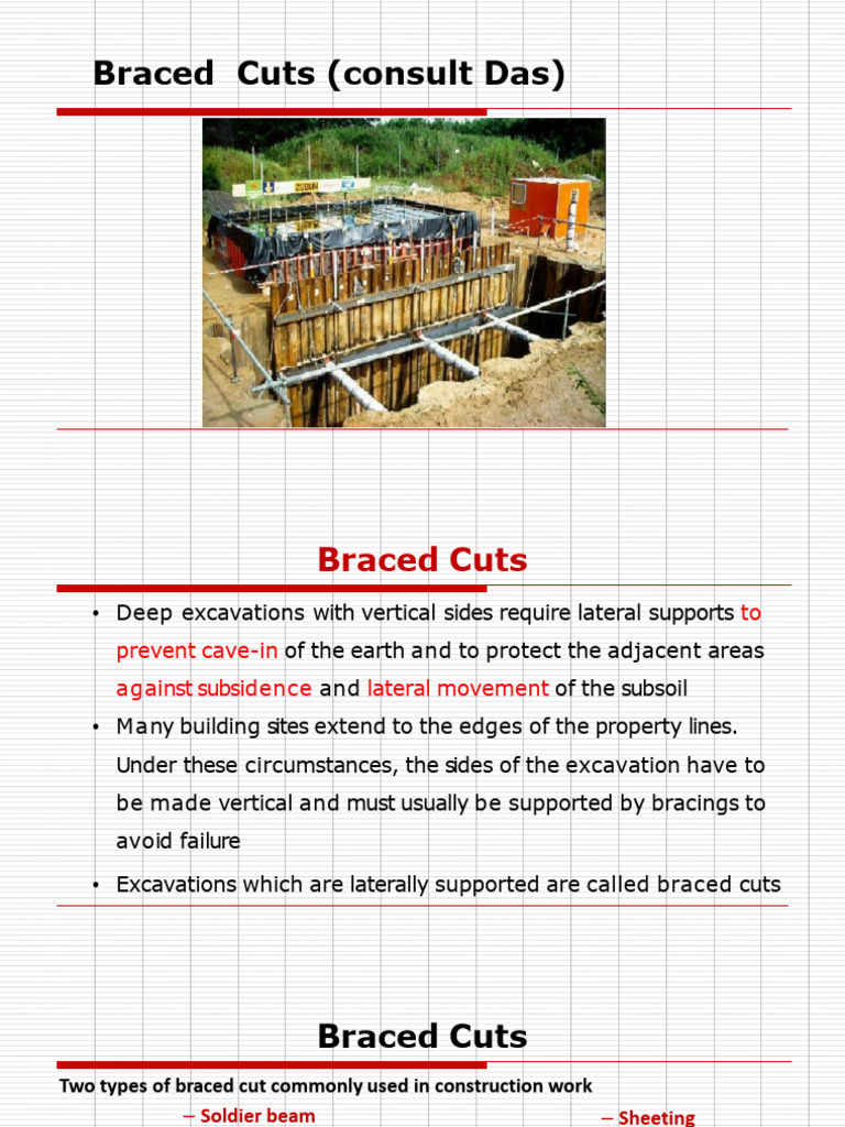 Braced Cut Excavation Design Guide | PDF | Deep Foundation | Soil Science