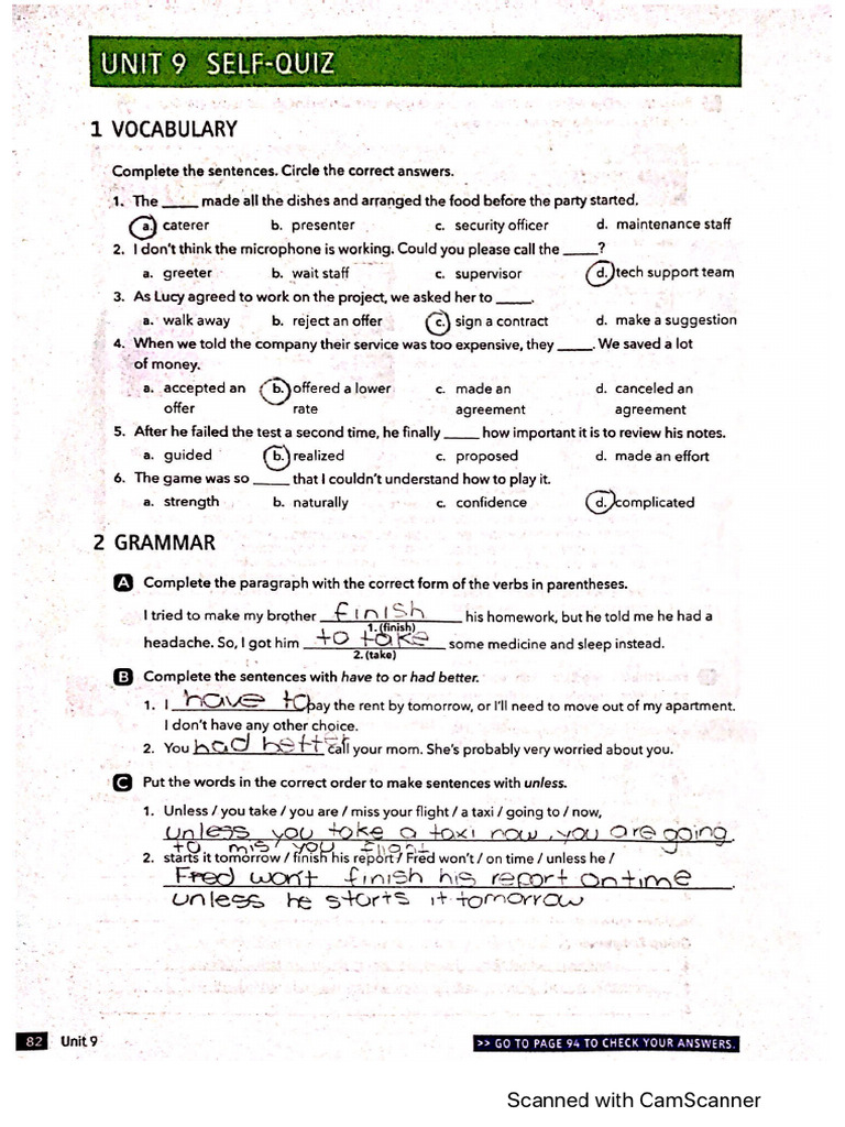 Workbook UNIT9&10 | PDF