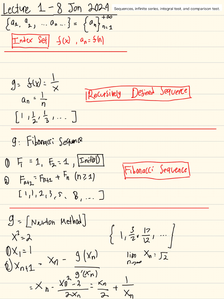 Calculus II Notes On Sequences (Lecture 1) | PDF