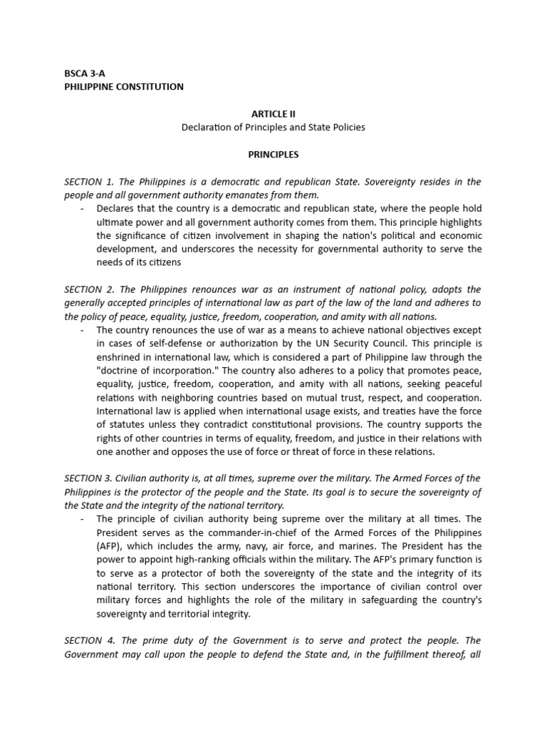 Declaration of Principles and State Policies | PDF