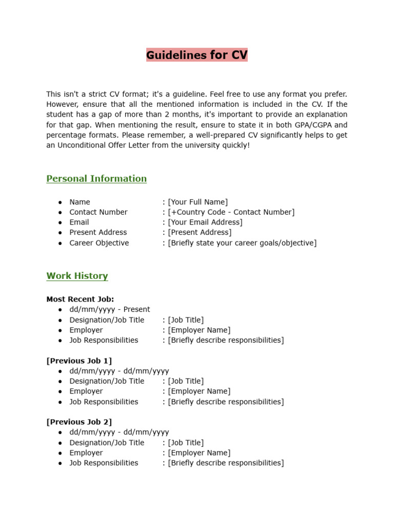 Guidelines for CV | PDF | Egalitarianism | Discrimination