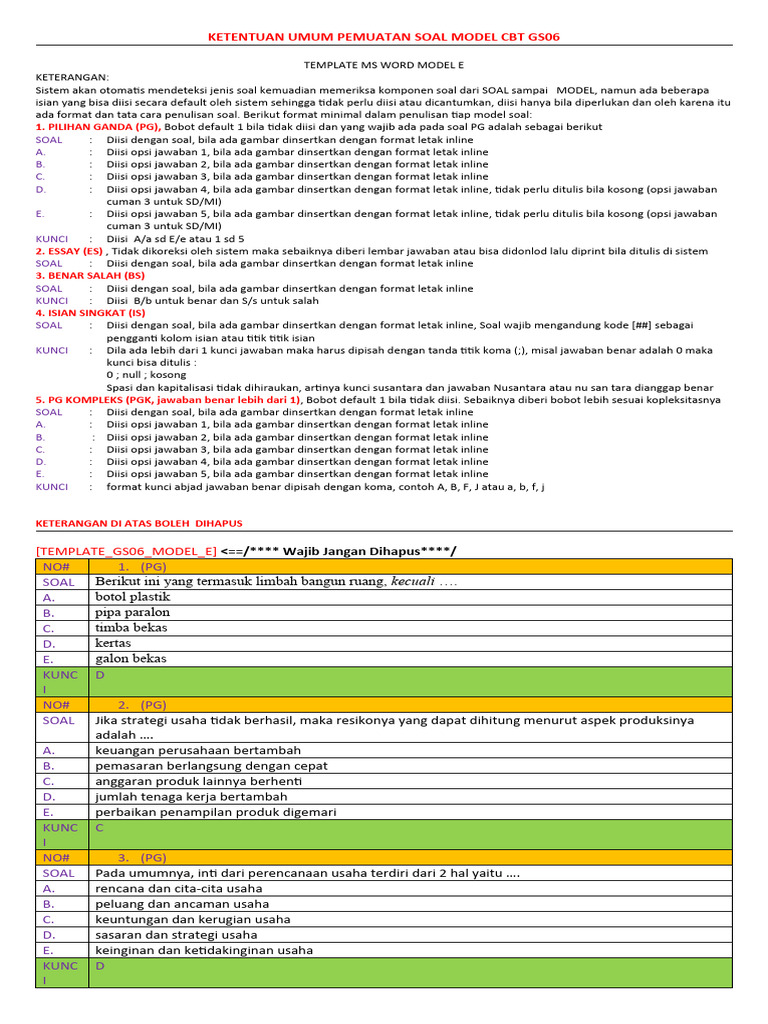 Panduan Soal CBT untuk Guru | PDF