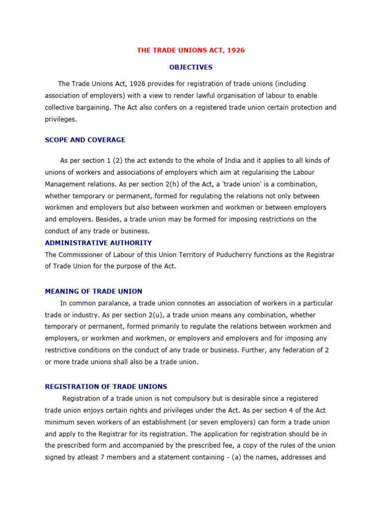 Labour Tradeunions | PDF | Trade Union | Employment