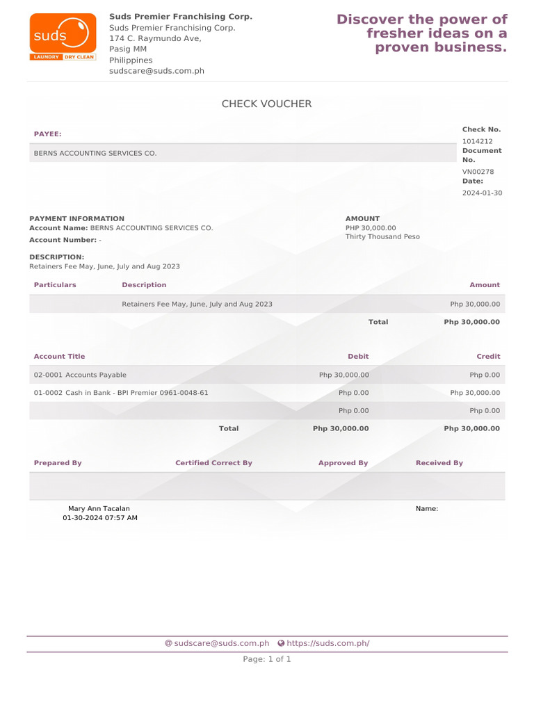 Check Voucher | Download Free PDF | Payments | Services (Economics)