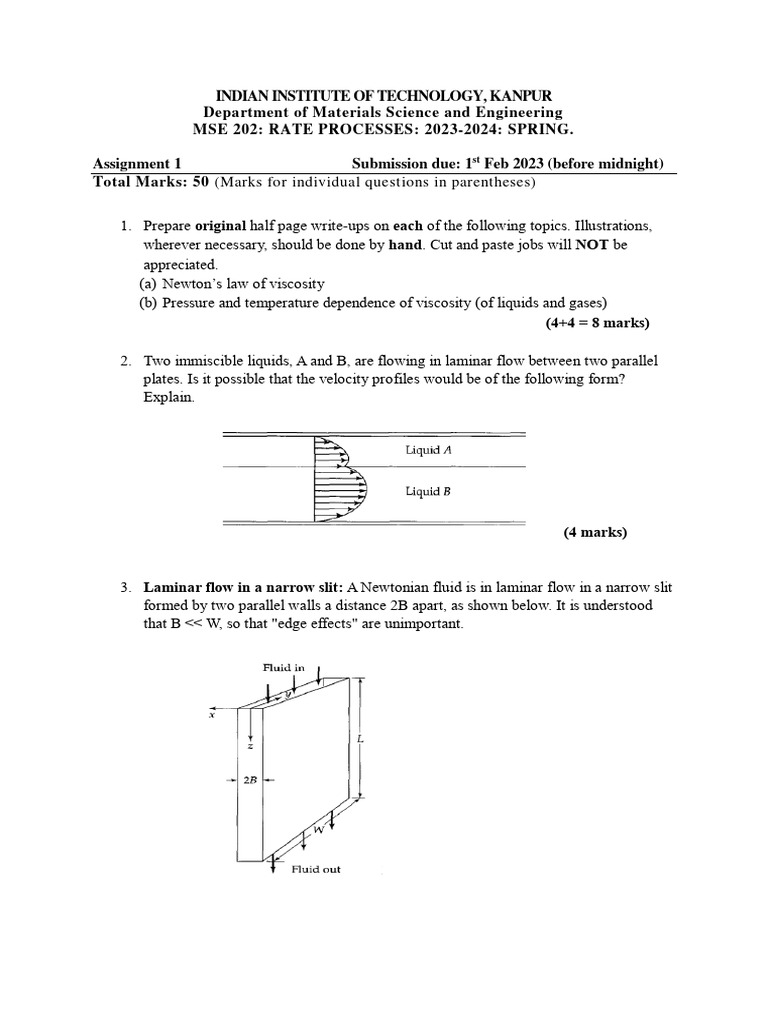 Assignment 1 | PDF | Liquids | Viscosity