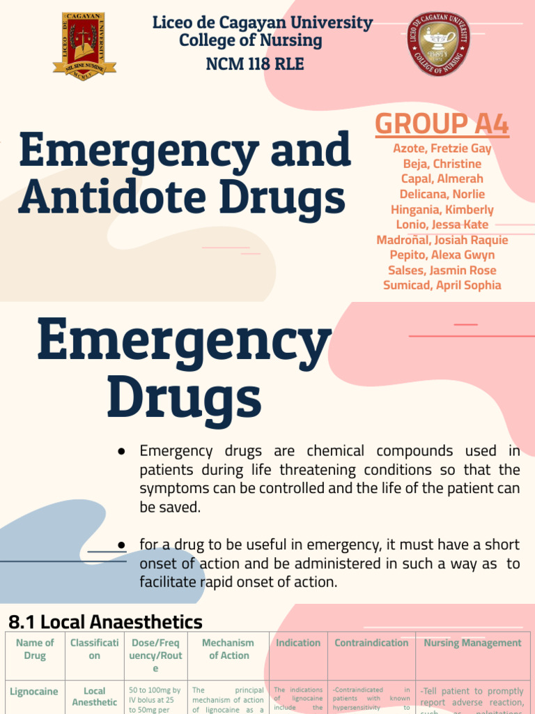 Emergency Drugs and Antidote | Download Free PDF | Opioid | Midazolam