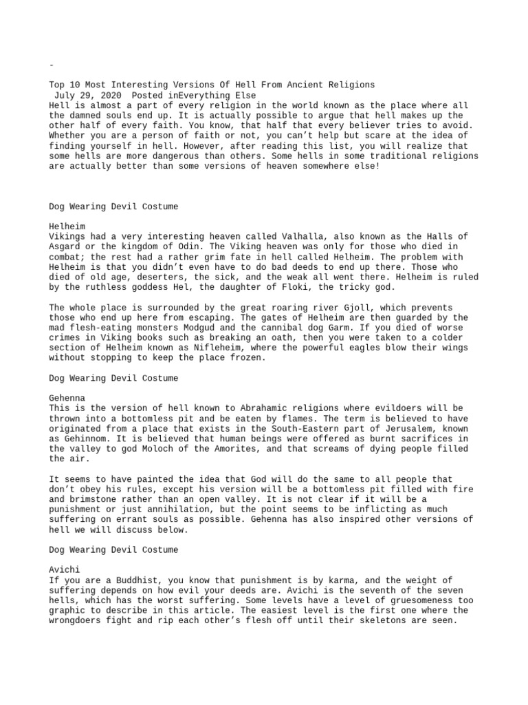 Hells of Different Religions | PDF | Hell | Hades