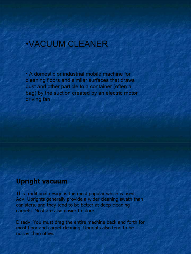 Types of Vacuum Cleaners Explained | PDF
