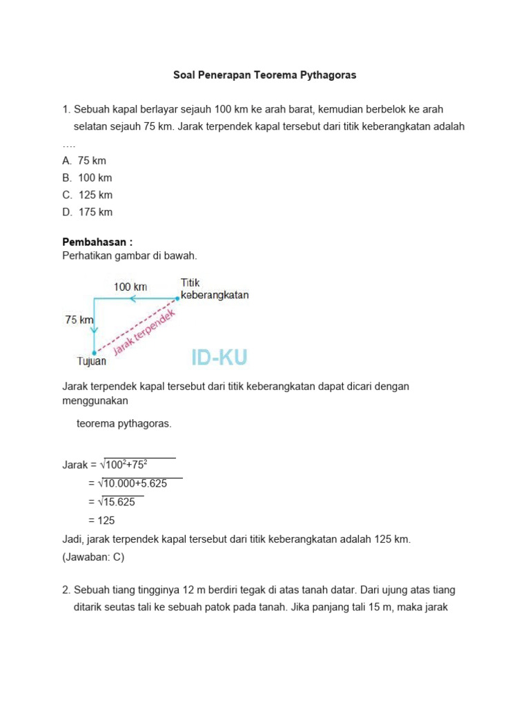 Soal Penerapan Teorema Pythagoras Pdf