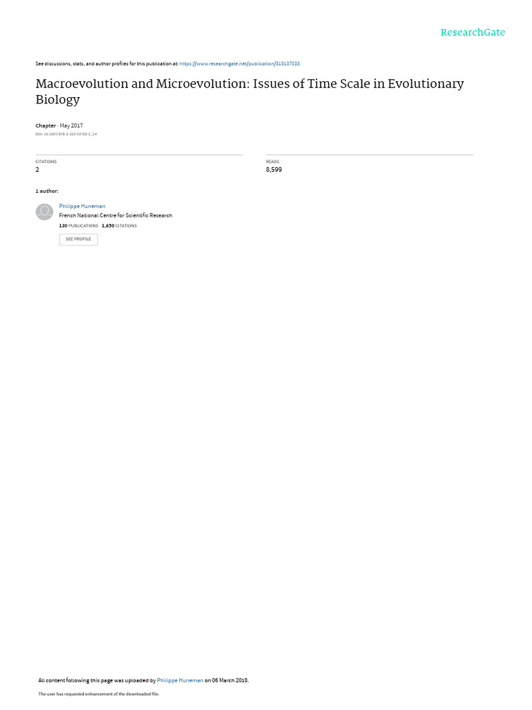 Macroevolution and Microevolution: Issues of Time Scale in Evolutionary Biology | PDF ...