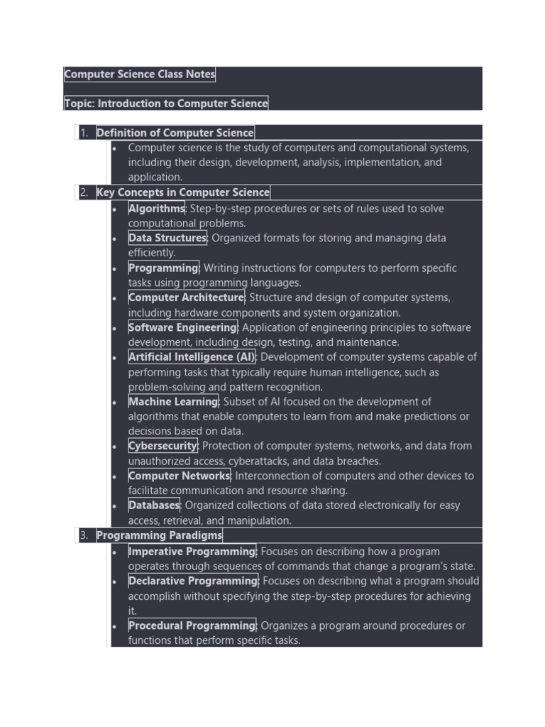 Computer Science Class Notes | PDF | Computer Programming | Computer ... Computer Science Class Notes | PDF | Computer Programming | Computer ...