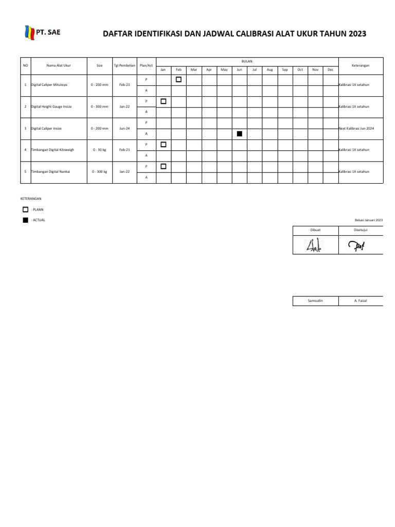 Form 003 Jadwal Calibrasi Oke | PDF