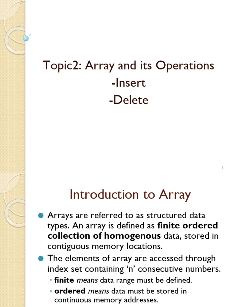 Topic 2a-Array and Its Operations (Insertion and Deletion) | PDF | Algorithms And Data ...