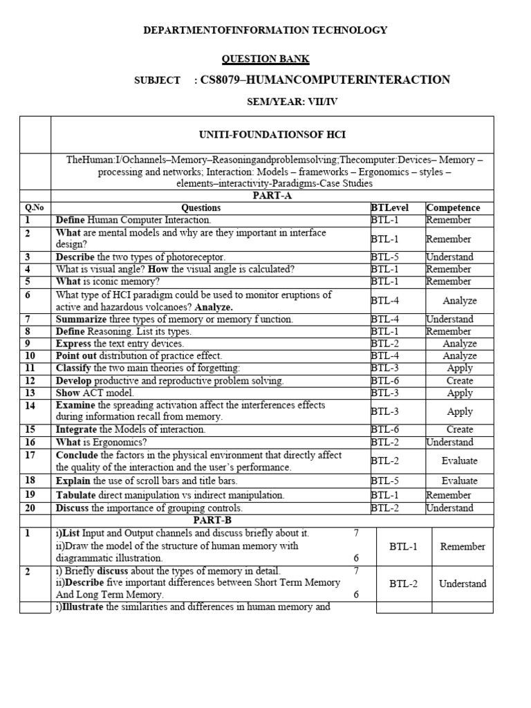Hci QB Unit1,2 | PDF | Human–Computer Interaction | Usability Hci QB Unit1,2 | PDF | Human–Computer Interaction | Usability