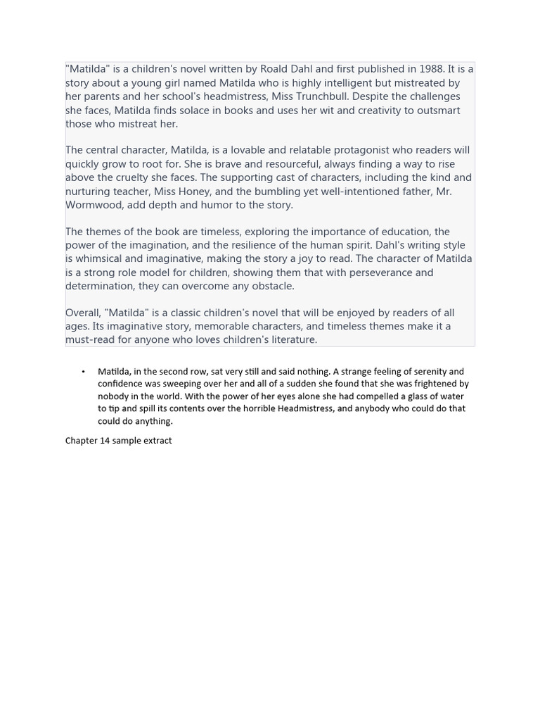 Matilda Book Review | PDF