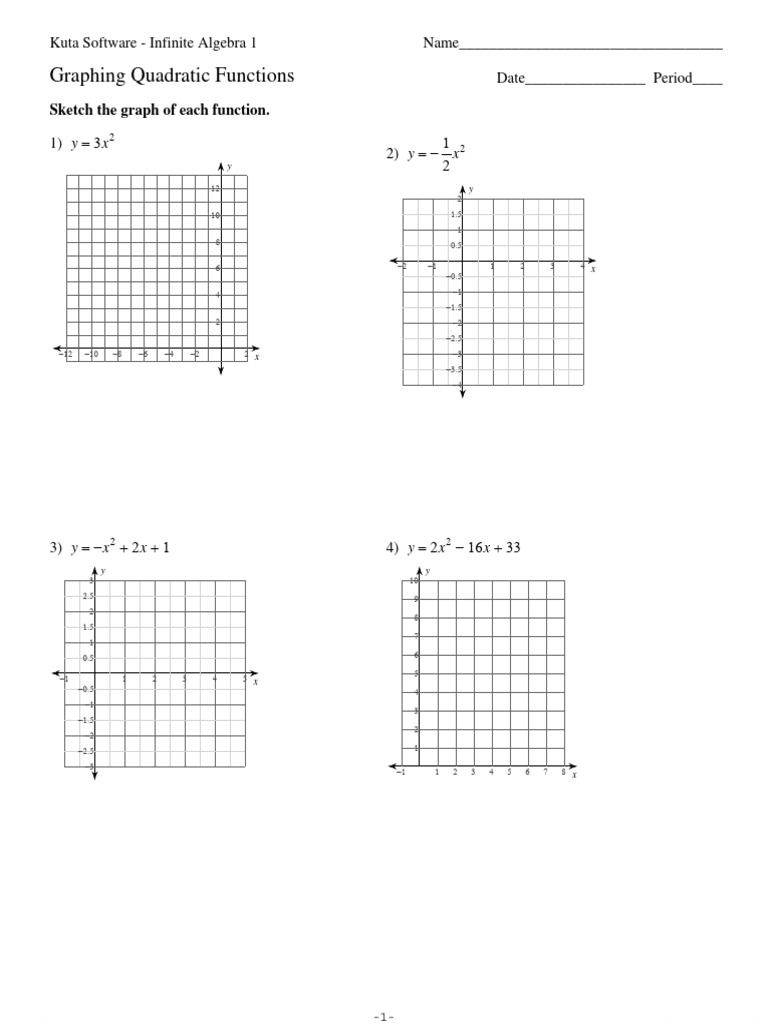 Graphing Quadratic Functions Worksheet | PDF | Mathematics | Algebra