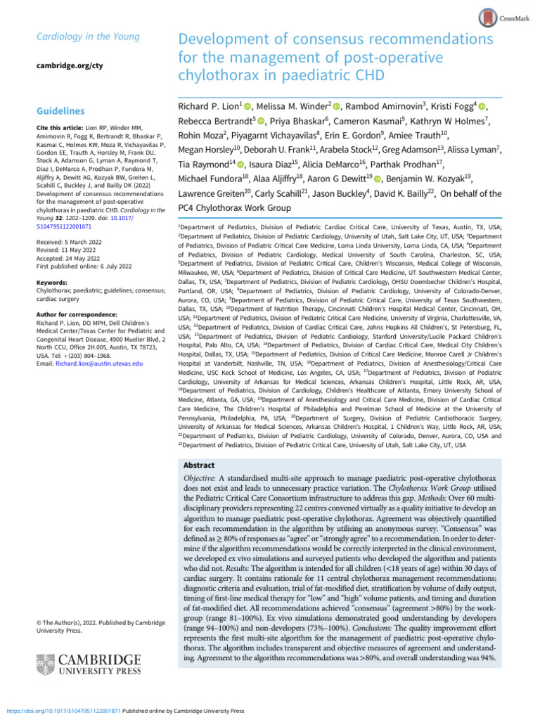 Development of Consensus Recommendations For The Management of Post ...