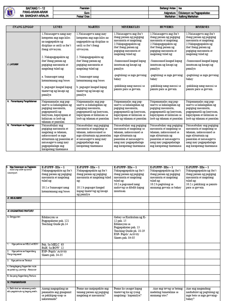 Week 1 Esp 1 3rd Quarter Goods | PDF