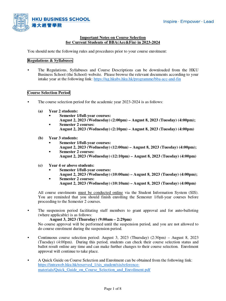 BBA(Acc&Fin) Course Selection Guide | PDF | Accountant