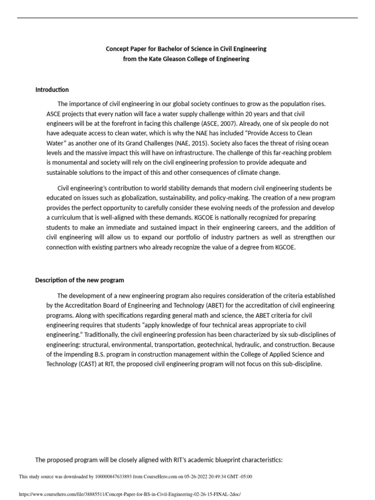 Concept Paper BSCE | PDF | Engineering | Civil Engineering