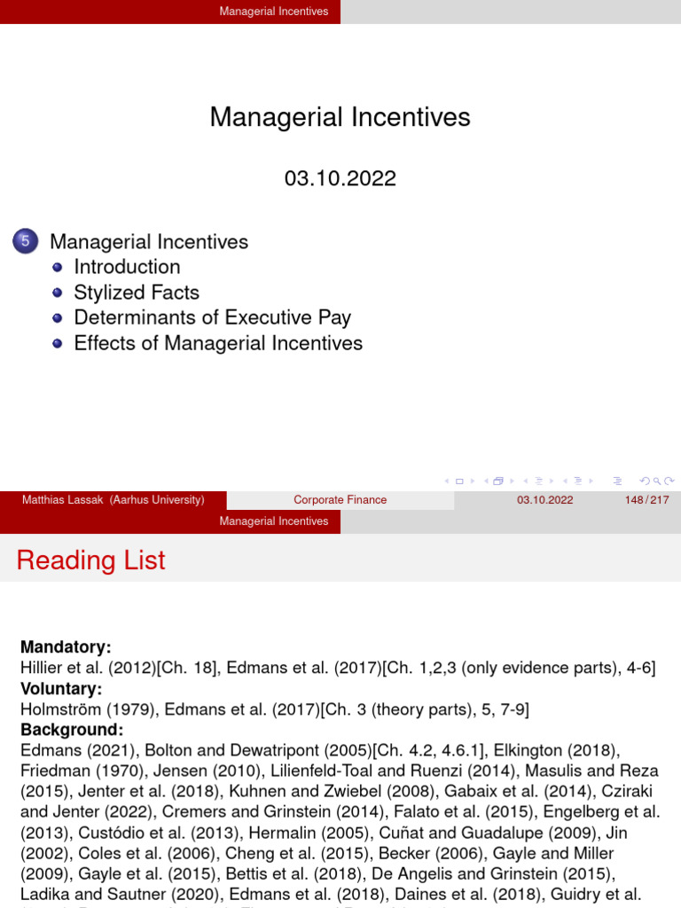 Managerial Incentives | PDF | Incentive | Executive Compensation