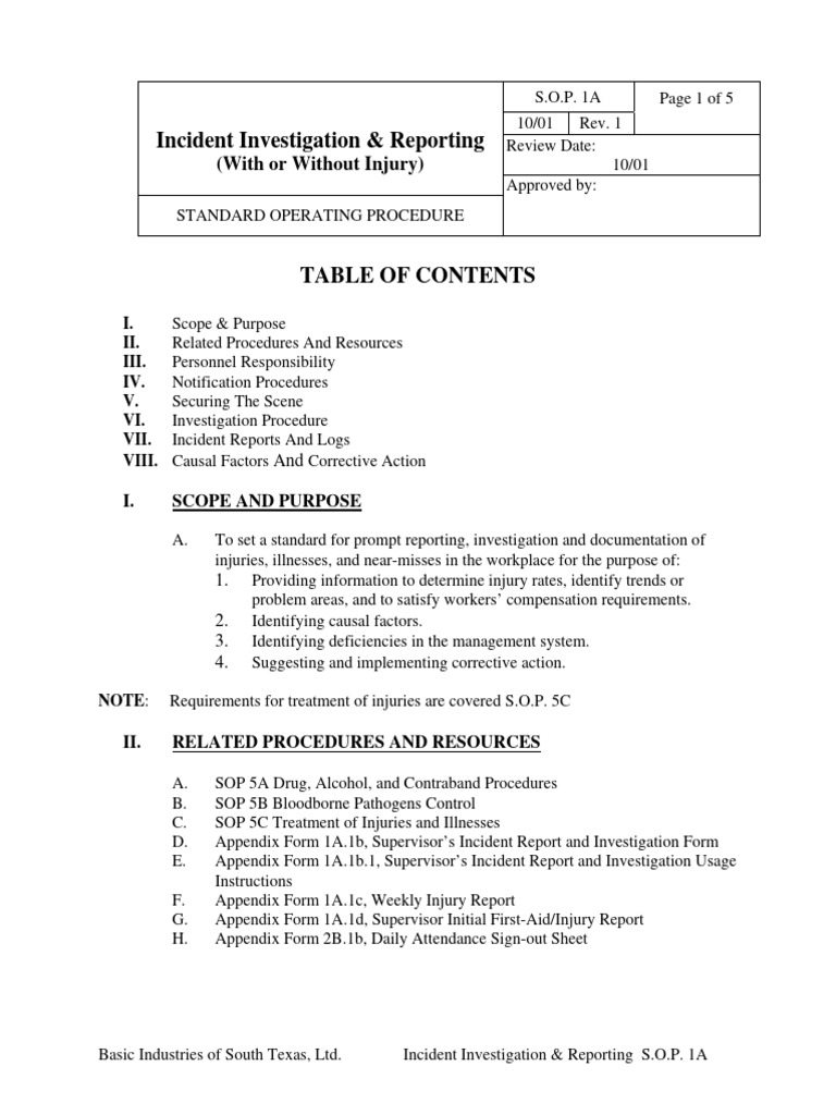 Accident Report SOP | Download Free PDF | First Aid | Employment