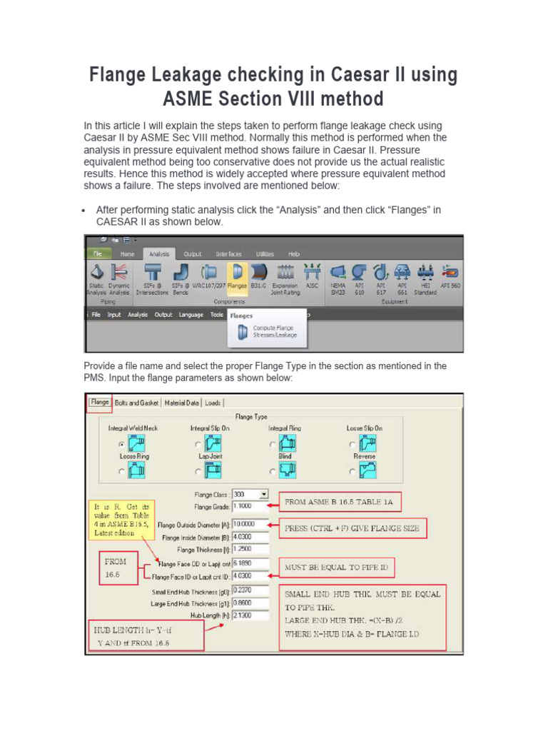 Flange Leakage Checking in Caesar II Using ASME Section VIII Method ...