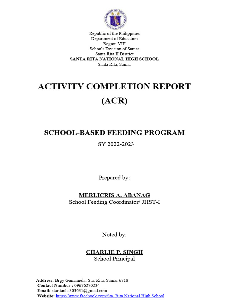 Acr Feeding Program | PDF | Malnutrition | Nutrition