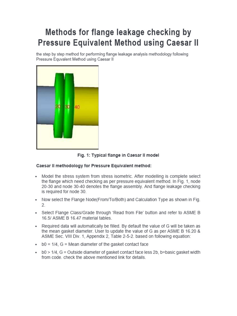 Methods For Flange Leakage Checking By Pressure Equivalent Method Using