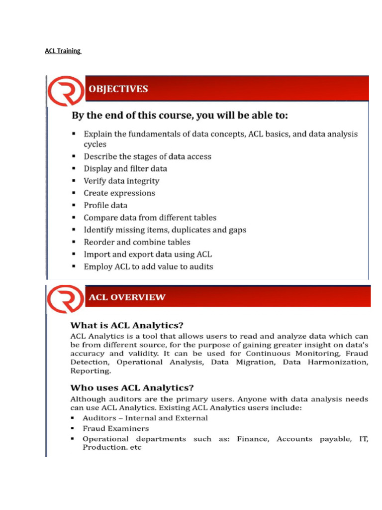 Audit Command Language Training | PDF | Technology & Engineering