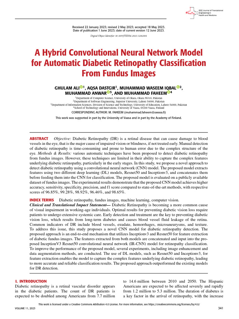 A Hybrid Convolutional Neural Network Model For Automatic Diabetic ... A Hybrid Convolutional Neural Network Model For Automatic Diabetic ...
