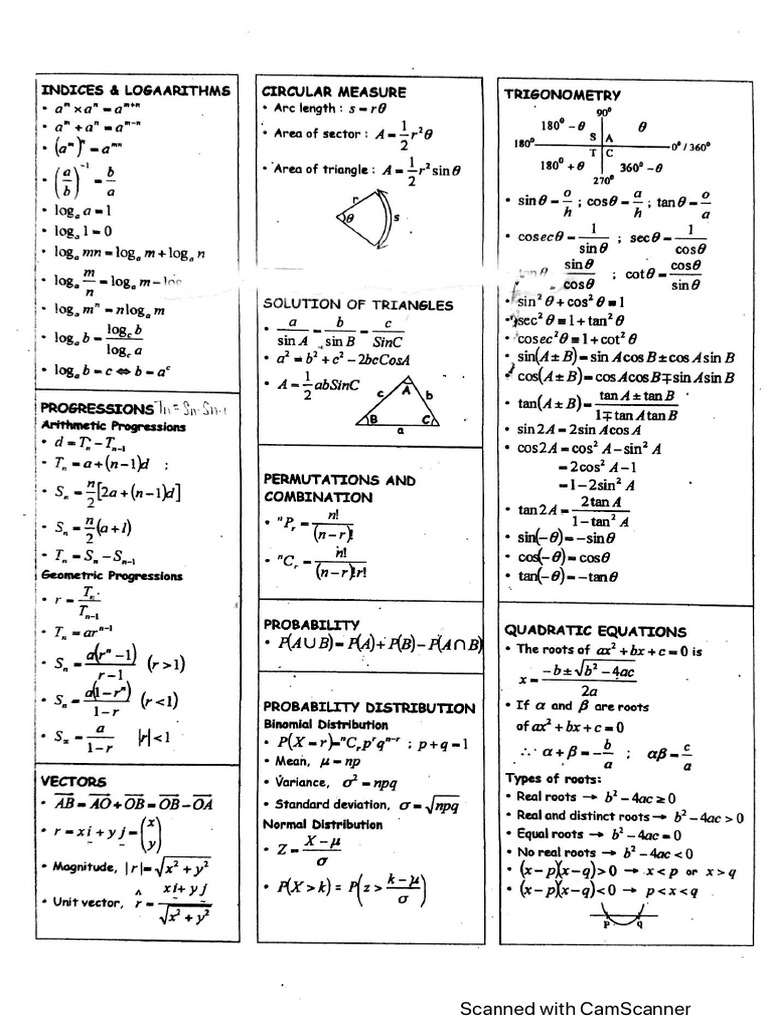 ADD MATH Formulae | PDF