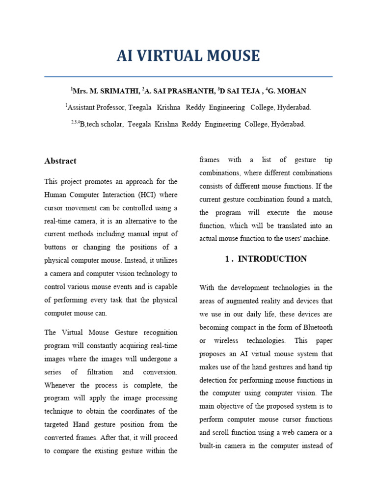 Ai Virtual Mouse-1 | PDF | Human–Computer Interaction | User Interface