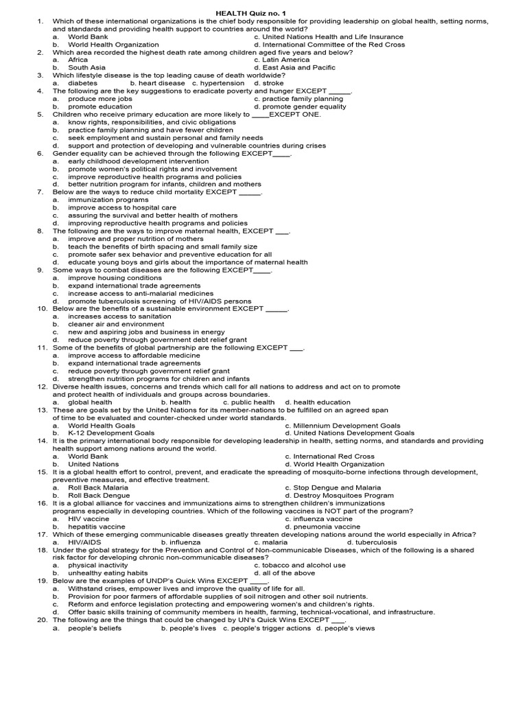 g10 Health 3rd Q Exam | PDF