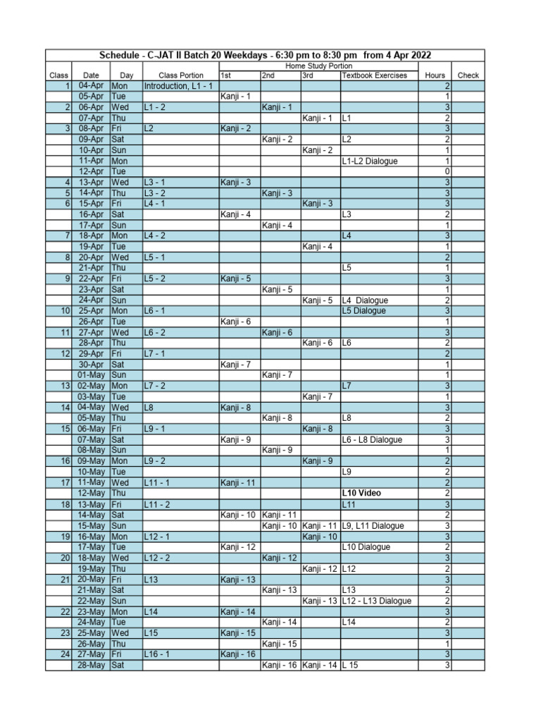 C2 WD Batch 20 - Schedule | PDF