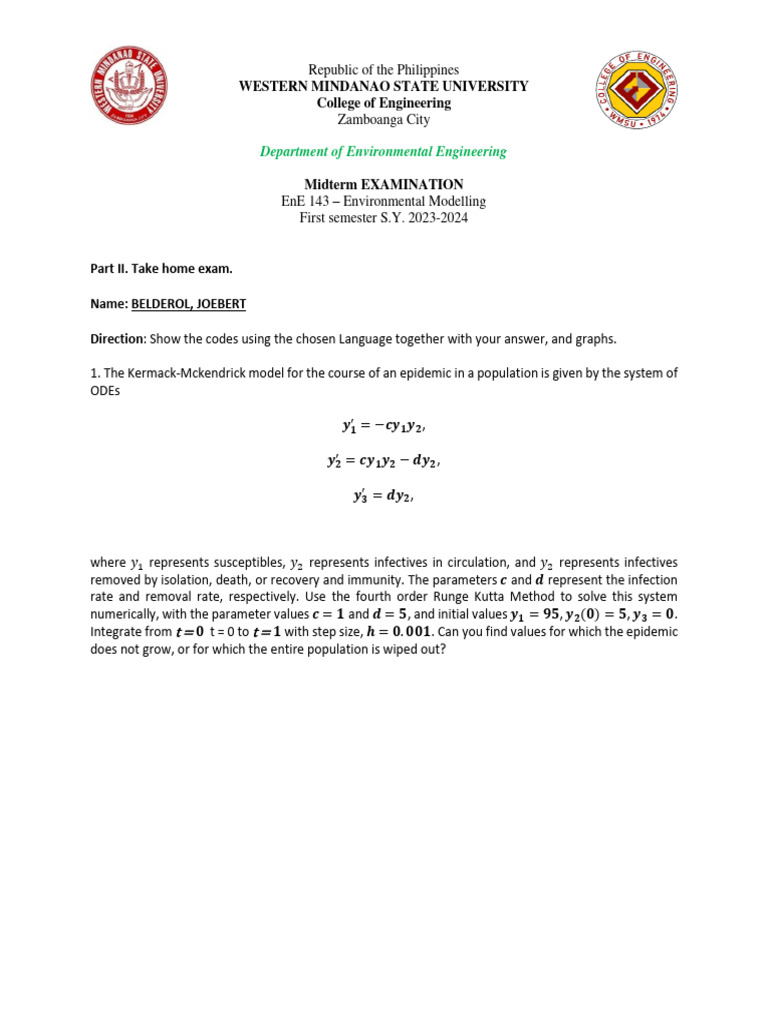 Modeling Midterm Exam Take Home Exam | PDF