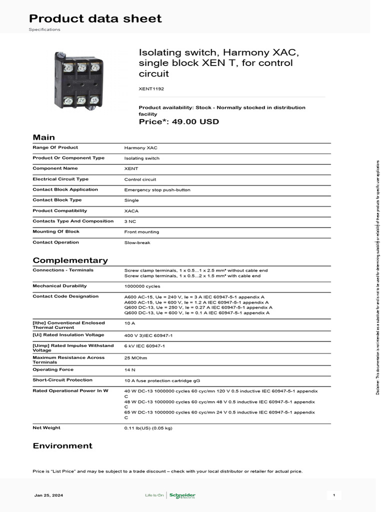Schneider Electric - Harmony-XAC-MediumDuty-Pendant-Stations - XENT1192 | PDF | Switch | Fuse ...