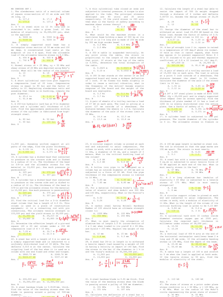 Md In House Set 1 4 1 Download Free Pdf Strength Of Materials Youngs Modulus