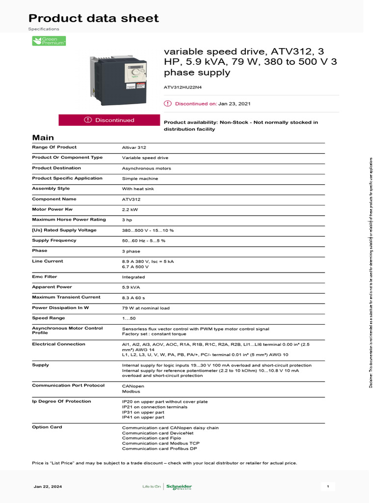 Schneider Electric - Altivar-312-Variable-Frequency-Drives-VFD ...