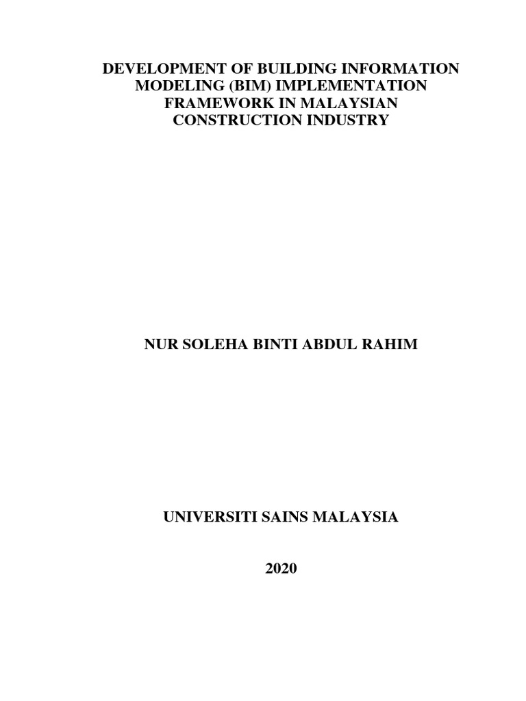 Development of Building Information Modeling (Bim) Implementation Framework in Malaysian ...